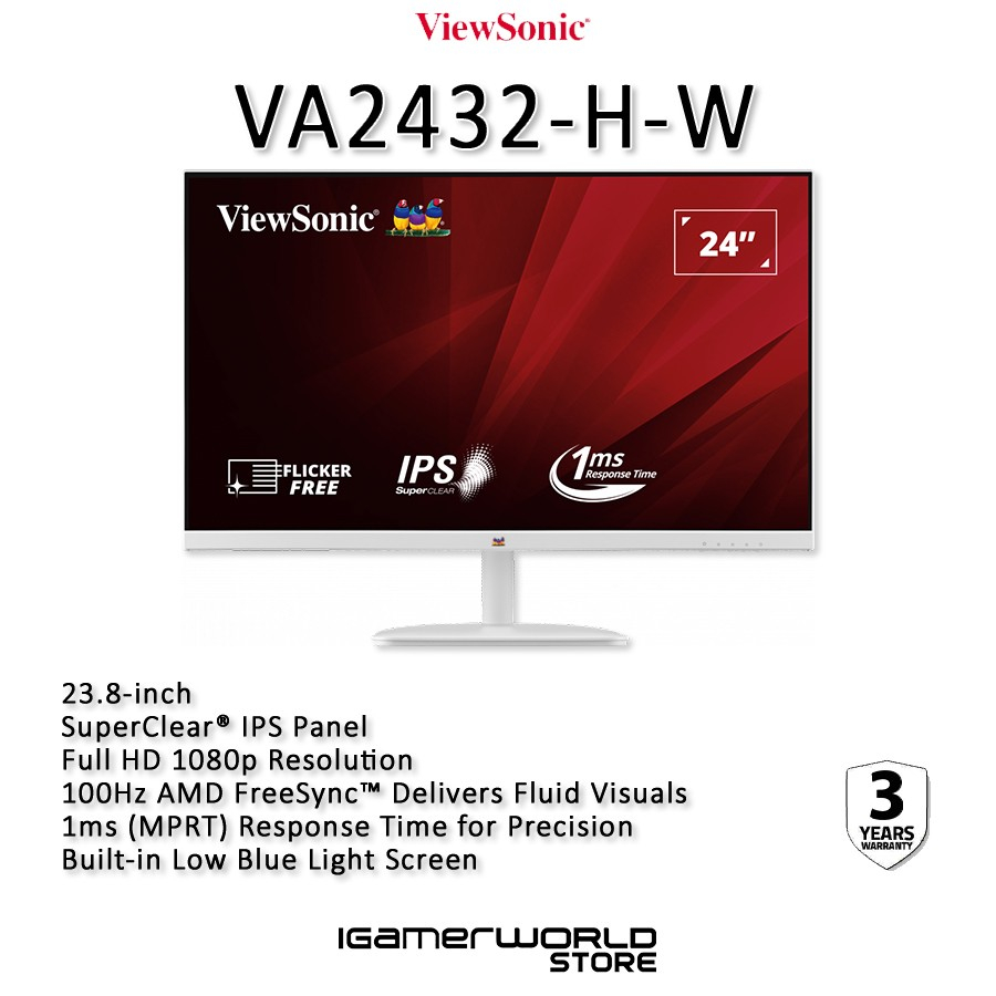 Jual ViewSonic VA2432-H-W 24 inch FHD 100Hz 1ms IPS Gaming Monitor ...