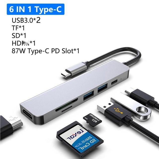 Jual Goojodoq Adapter Konverter Usb Tipe C Ke Usb 3.0 Hd Pd 6 In 1 ...