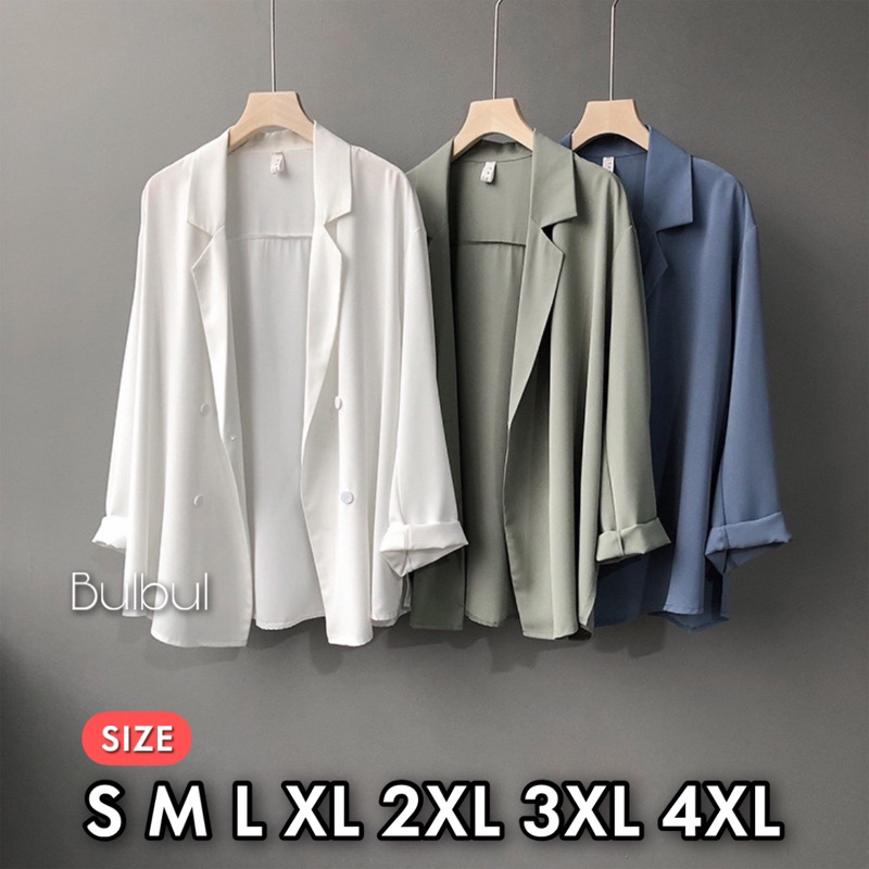 Jual Premium Series BULBUL Blazer Kemeja Polos Kemeja Kerja Dingin Bahan Cotton Rayon Big Size ...