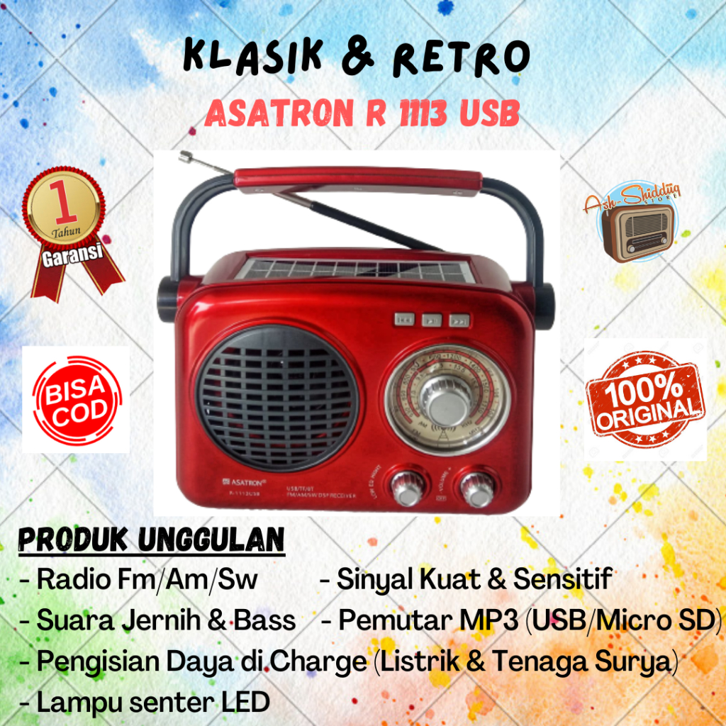 Jual RADIO FM ASATRON R-1113 USB SUARA BASS DAN JERNIH / SINYAL KUAT ...
