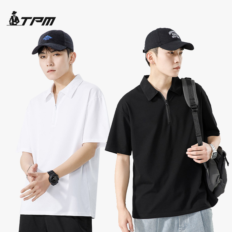 Jual TPM Kaos Lengan Pendek Kemeja Polo Zip | Shopee Indonesia