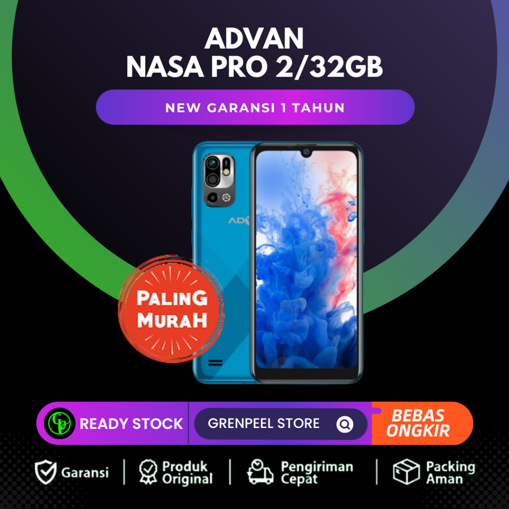 Jual Advan Nasa Pro 2/32GB RAM 2GB ROM 32GB Biru / Hitam Garansi Resmi ...
