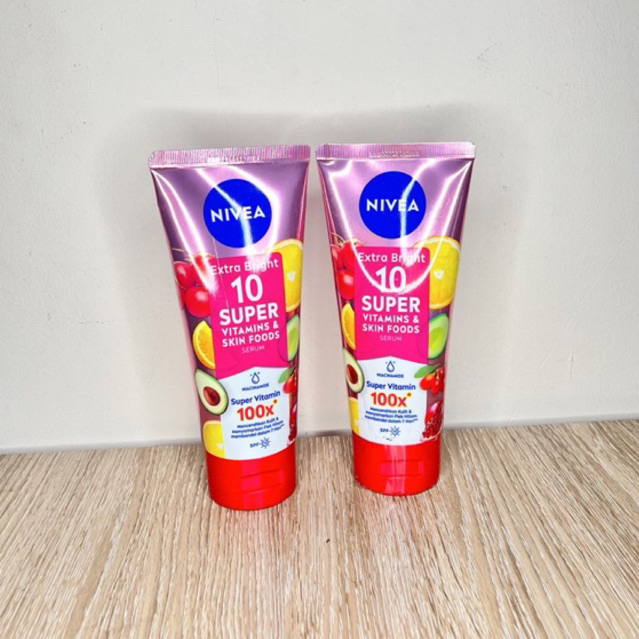 Jual NIVEA Extra Bright Body Serum 10 Super Vitamin & Skin Food 180mL ...