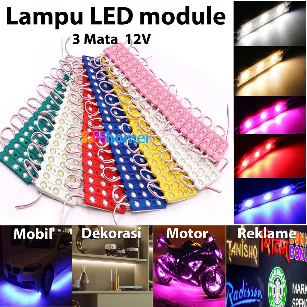 Jual Lampu LED Modul 3 Mata 2835 waterproof 12V 12 V Volt Lampu Modul LED 12v 3 Mata led module ...
