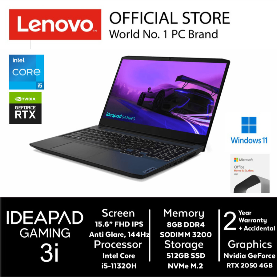 Jual Lenovo Ideapad Gaming 3 Intel i5 11320H RTX2050 8GB 512GB 15 FHD ...