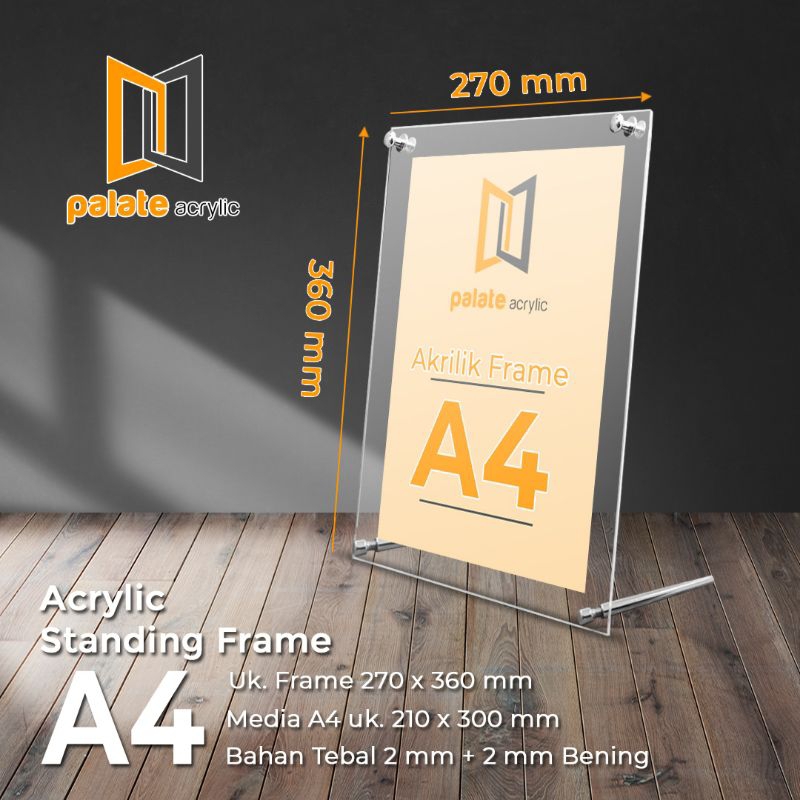 Jual Akrilik Standing Frame A4 / Acrylic Frame / Bingkai / Display Meja ...
