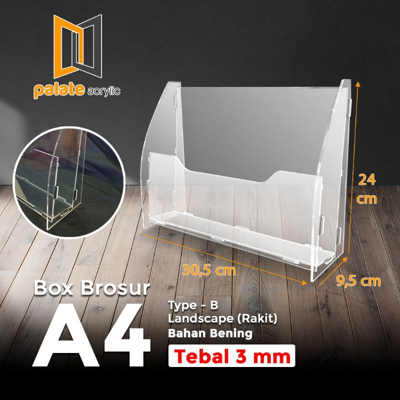 Jual Akrilik Tempat Brosur Fancy A4 Landscape - 3MM / Acrylic Rak ...