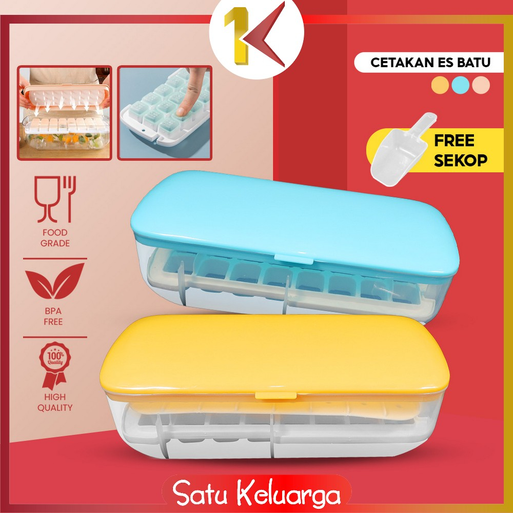 Jual SK-C873 Cetakan Es Batu Mode Tekan Press Dengan Wadah Free Sendok ...