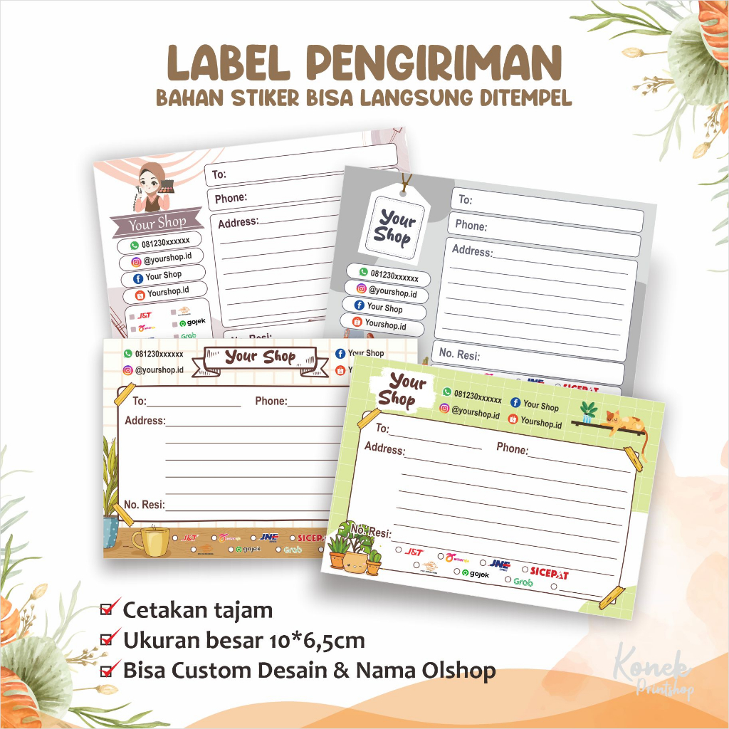 Jual Label Pengiriman Stiker Pengiriman Olshop Bisa Custom Desain ...