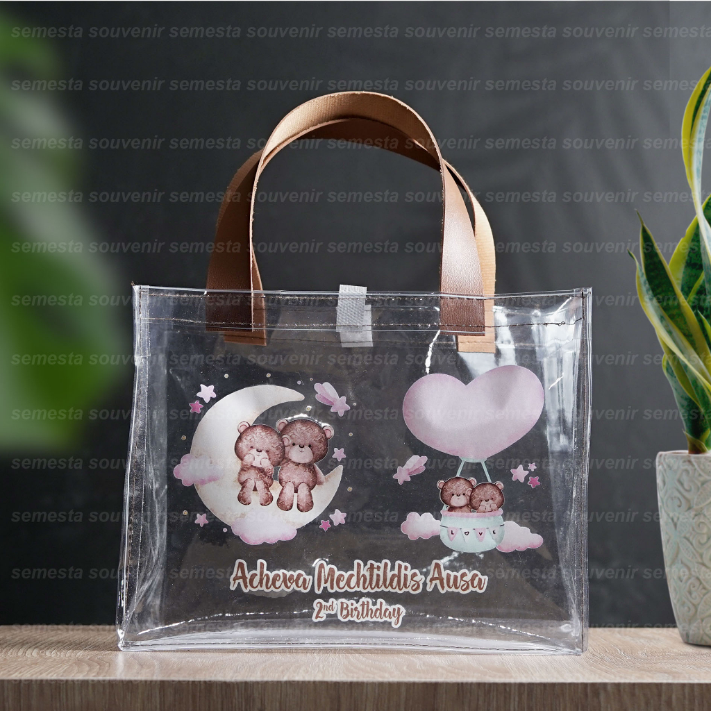 Jual Custom Tas Mika Transparan Landscape Print Bukan Sablon pegangan ...