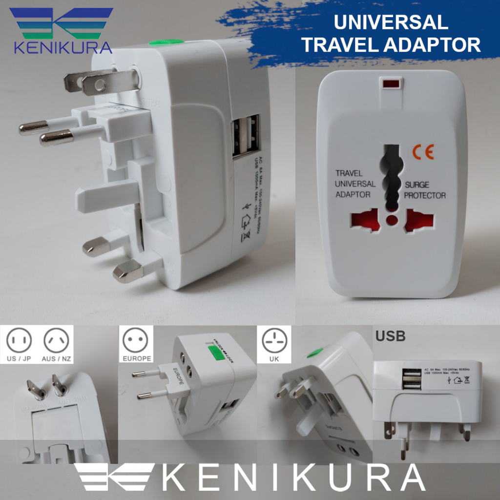 Jual Universal Adaptor 2 USB World Travel Charger Adapter Colokan plug ...