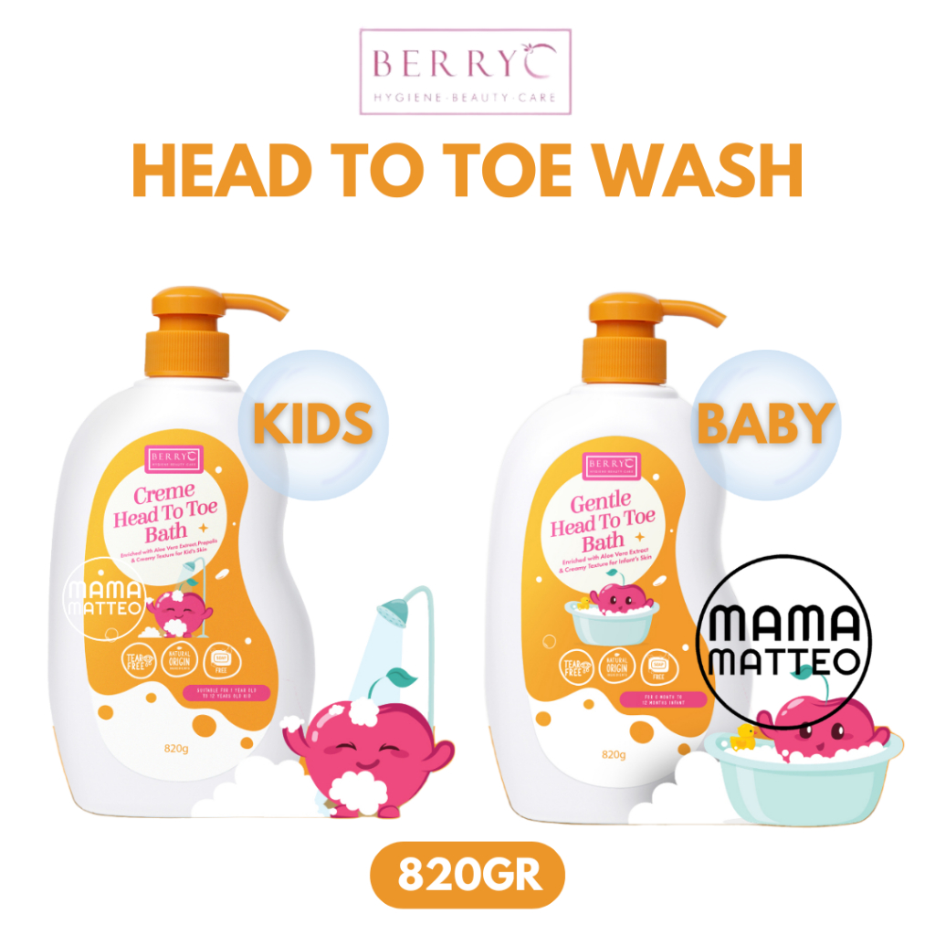 Jual BERRYC Creme Gentle Head To Toe Wash Kids Baby 820gr / Sabun ...