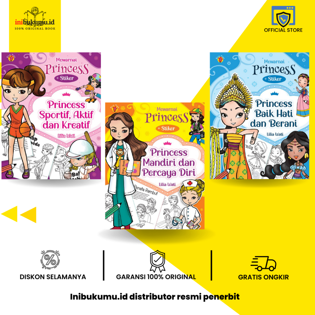 Jual MEWARNAI PRINCESS + STIKER: PRINCESS MANDIRI DAN PERCAYA DIR, PRINCESS BAIK HATI DAN BERANI ...