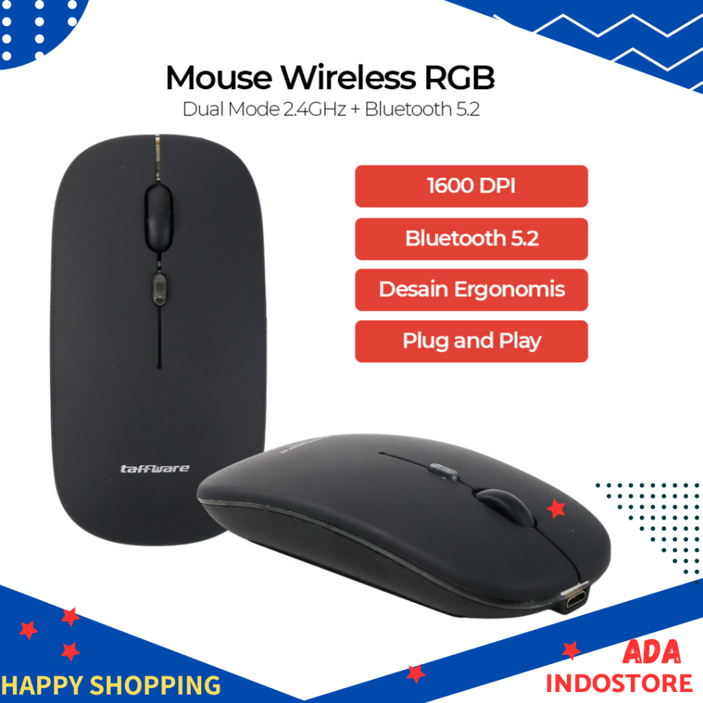 Jual Mouse Wireless RGB Dual Mode 2.4GHz + Bluetooth 5.2 - Black ...