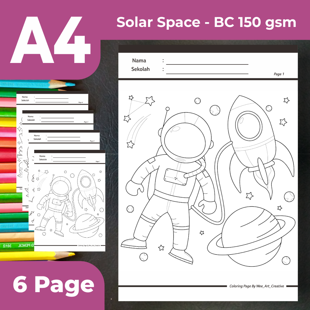 Jual Coloring Page Solar Space | Kertas Gambar/Mewarnai untuk TK/PAUD ...