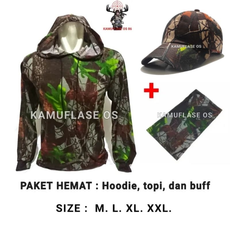 Jual COD~Paket hemat Camo kaos camo topi camo dan buff camo Realtree Mossy oak "HODIE + TOPI+ ...