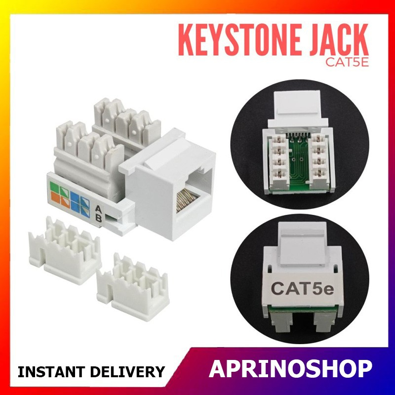 Jual Modular RJ45 Cat 5E Keystone Jack UTP Network LAN Female | Shopee Indonesia