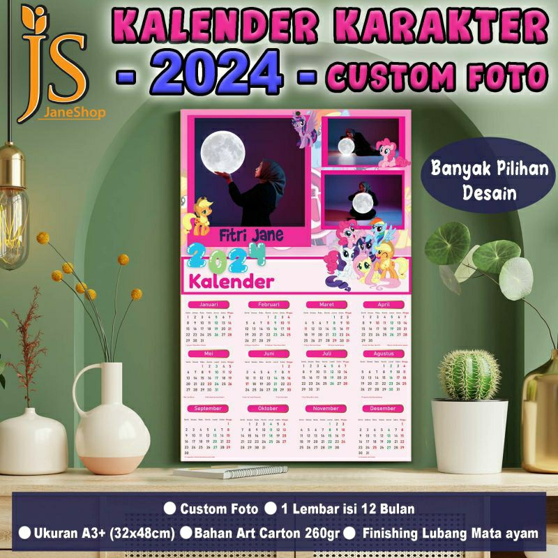 Jual Kalender Poster 2024 Custom 5 Foto Custom Nama | Shopee Indonesia