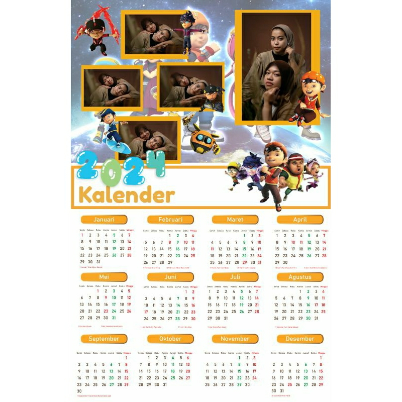 Jual Kalender Poster 2024 Custom 5 Foto Custom Nama | Shopee Indonesia