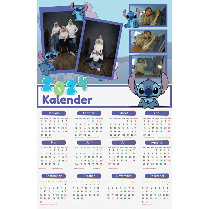 Jual Kalender Poster 2024 Custom 5 Foto Custom Nama | Shopee Indonesia