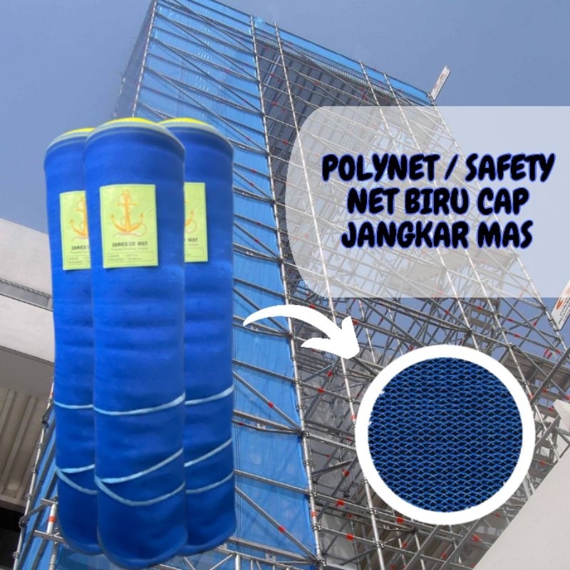 Jual Jaring Polynet Biru / Safety Net Biru Cap Jangkar Mas panjang ...