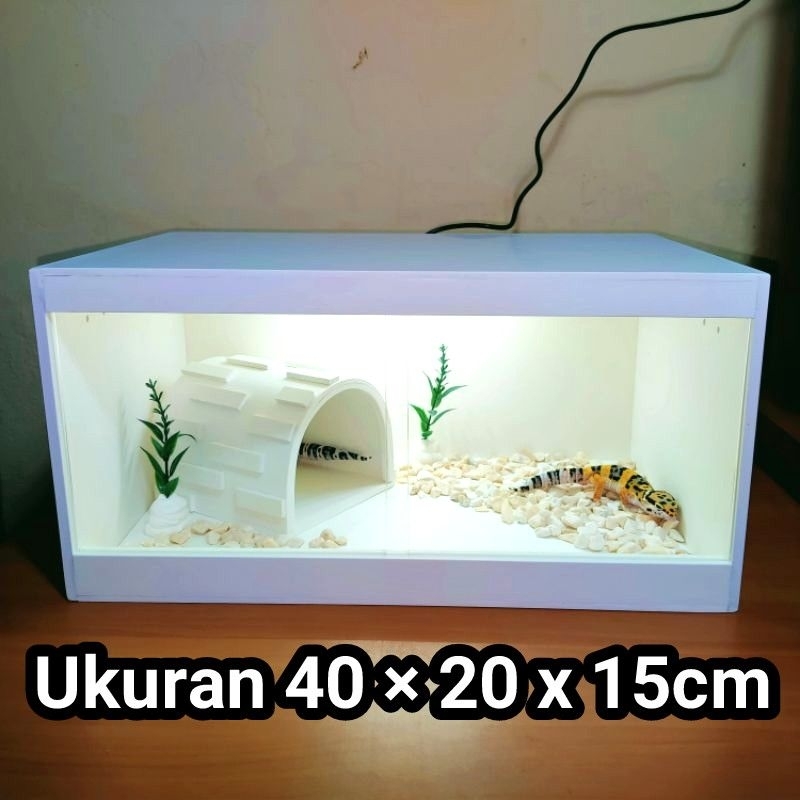 Jual kandang gecko/kandang reptile plus hiding cave ukuran 40*20*15cm ...