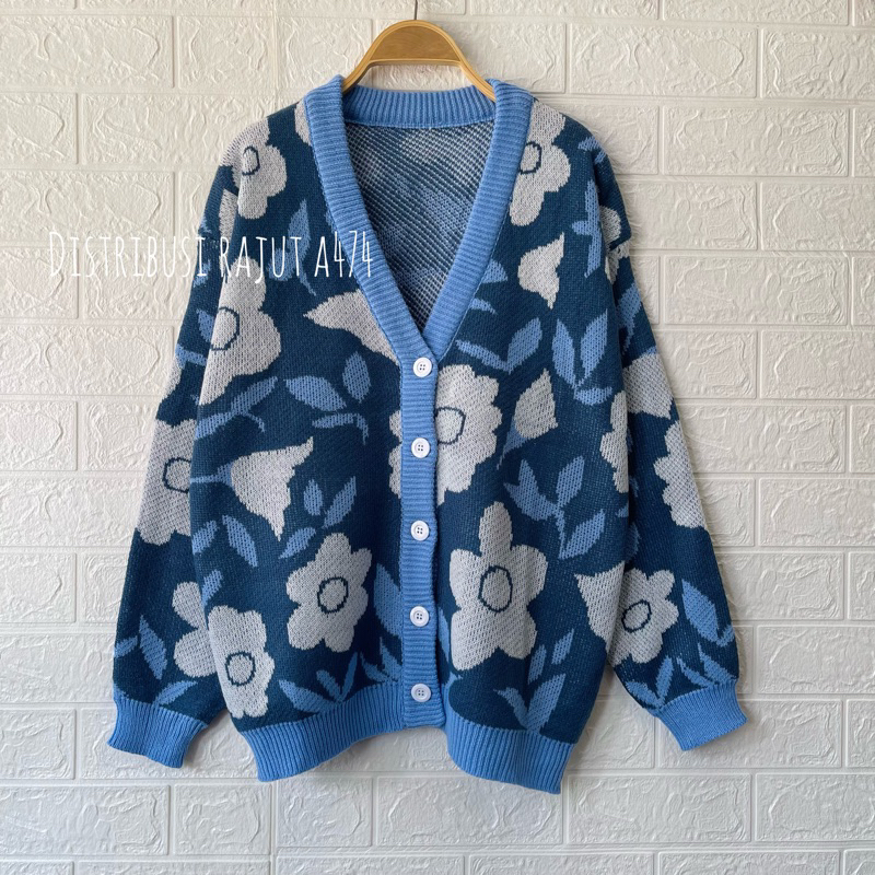 Jual MELISA FLOWER CARDIGAN RAJUT MOTIF BUNGA ATASAN LENGAN PANJANG WANITA KOREA | Shopee Indonesia
