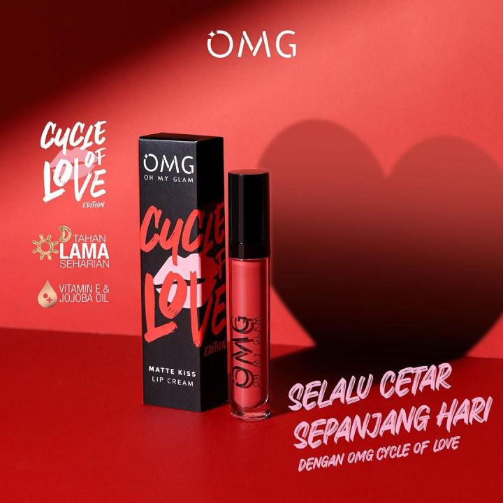 Jual OMG Oh My Glam Matte Kiss Lip Cream Cycle Of Love Edition | Shopee ...