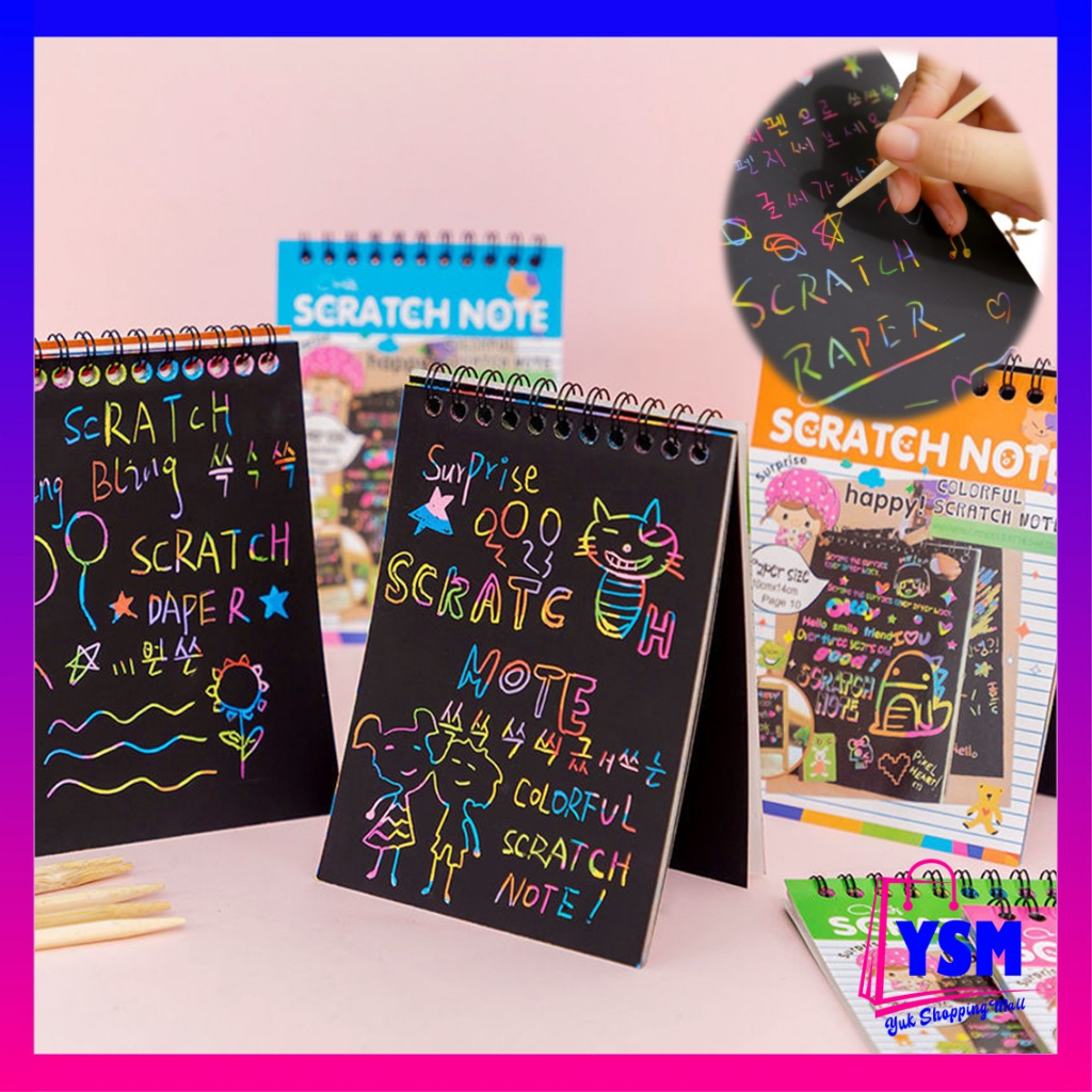 Jual YSM Buku Sketsa Warna-warni Grafiti Kertas Mini Tulis Gores Gambar ...
