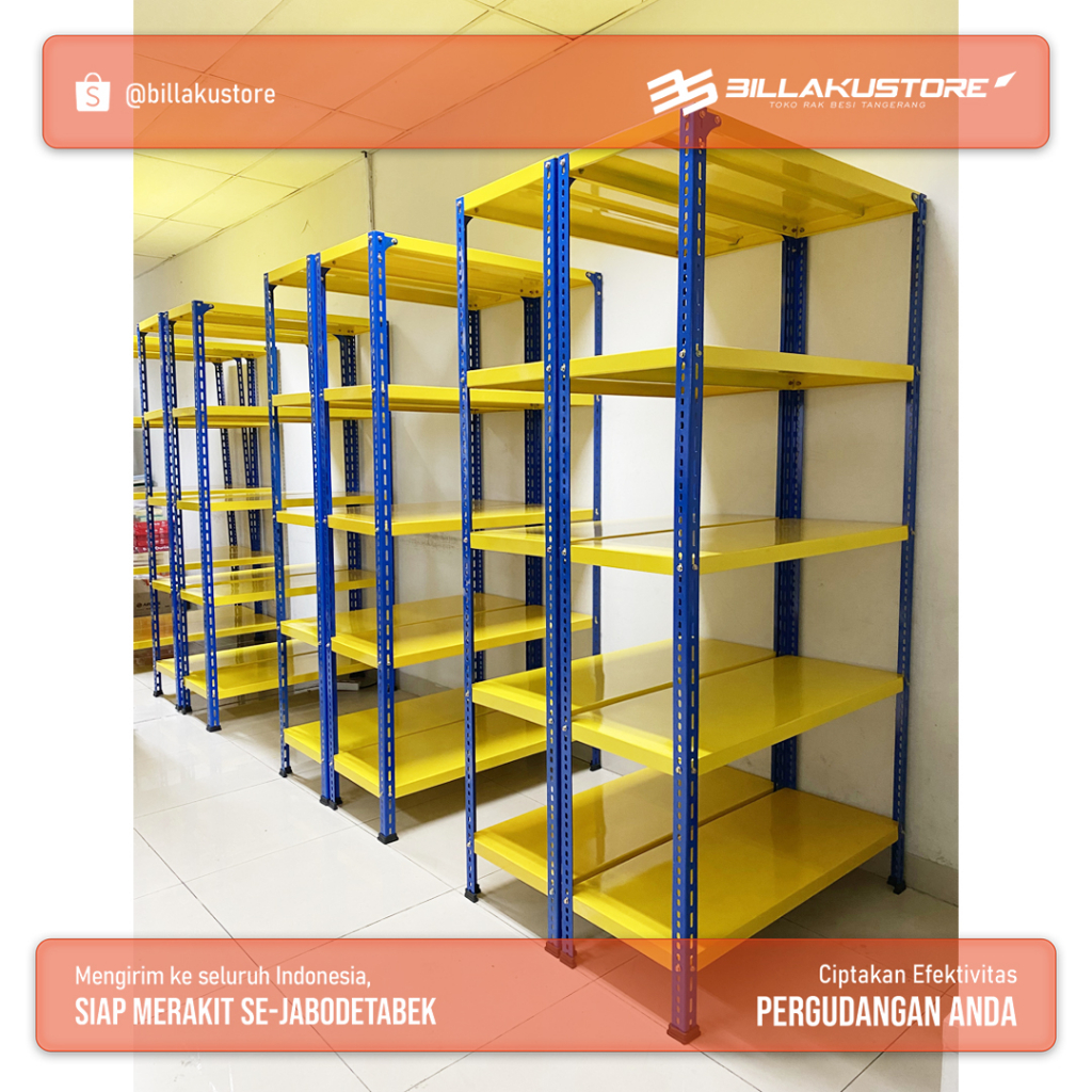 Jual Rak besi siku lubang berkualitas 100 x 40 x 200 cm 5 susun ...