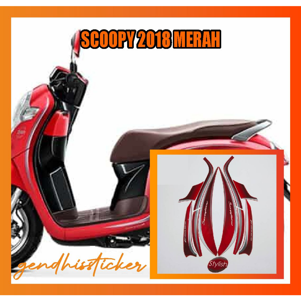 Jual striping motor scoopy 2018 merah | Shopee Indonesia