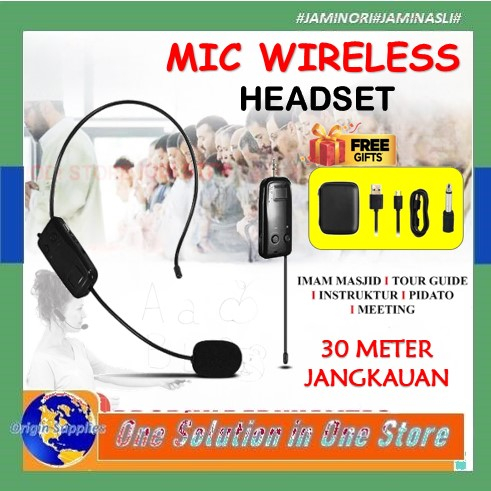Jual Microphone Mic Clip On Wireless Bando UHF 2.4G Presentasi Tur Imam Masjid Musholla Call ...