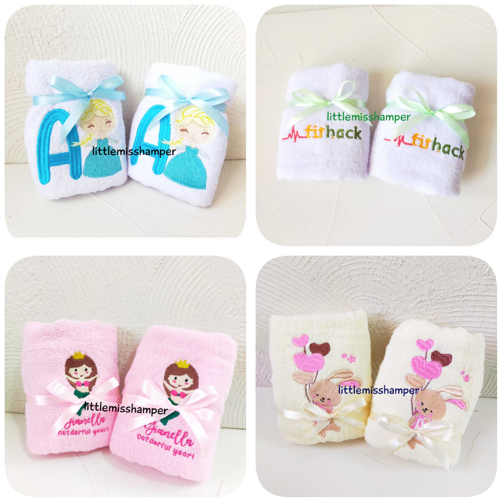 Jual Custom souvenir Handuk Bordir 30x70 tasyakuran aqiqah hamper baby ...