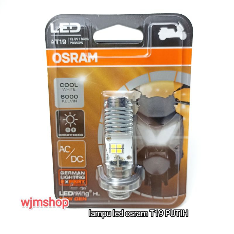 Jual LAMPU LED ORIGINAL OSRAM PUTIH DEPAN T19 K1 12V/5/6W BEAT .MIO M3 VEGA ZR DLL ARUS AC/DC ...