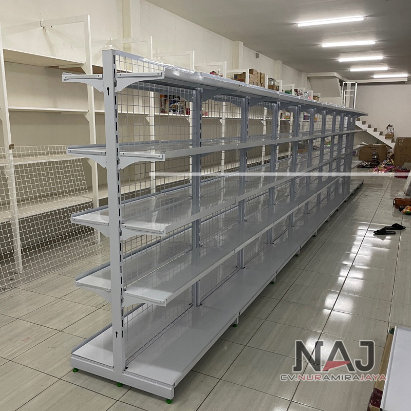 Jual Rak minimarket Harga Grosir 5 susun doble T150cm bisa reques Warna ...