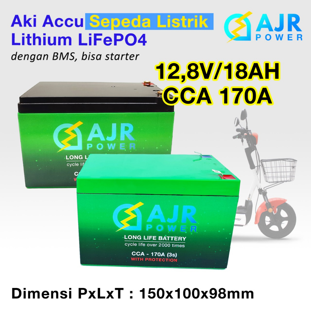 Jual AKI ACCU Lithium LiFePo4 AJR POWER 6DZF12 Sepeda Listrik SELIS UPS ...
