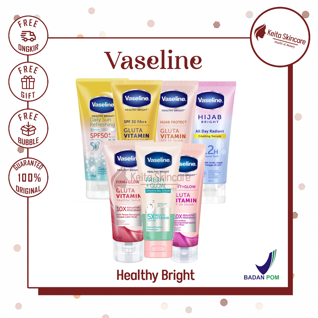 Jual Vaseline Healthy Bright Gluta Vitamin 180ml | Vaseline Spf Firm ...