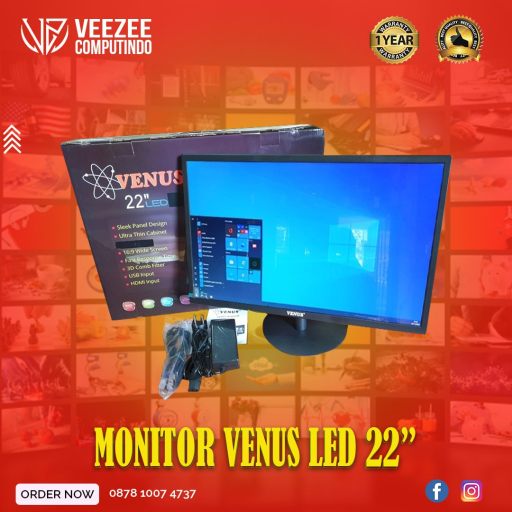 Jual Monitor LED Venus 22 inch VT-2202 Full HD HDMI VGA USB AV ...