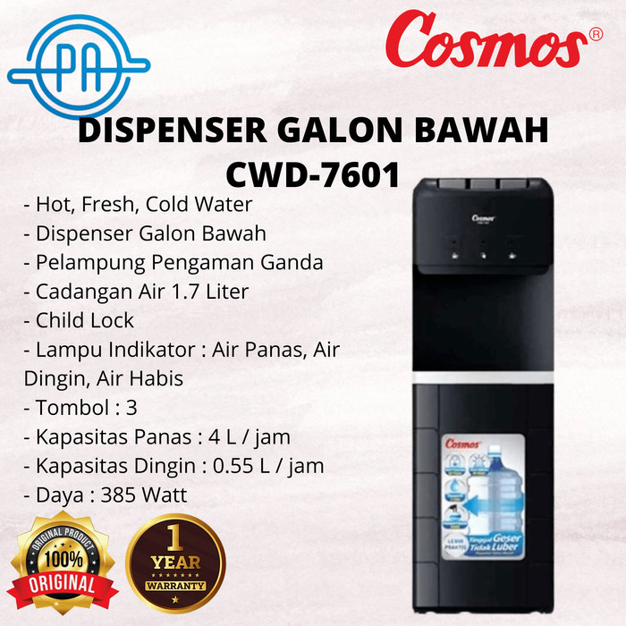 Jual Dispenser Cosmos Galon Bawah Cwd 7601 - 3 Kran | Shopee Indonesia
