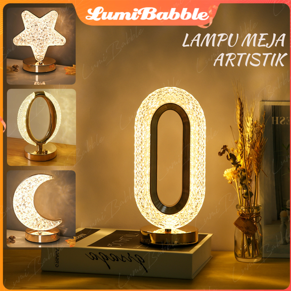 Jual Lampu Meja Hias Aesthetic Acrylic Crystal LED Desk Lamp 3 Warna ...