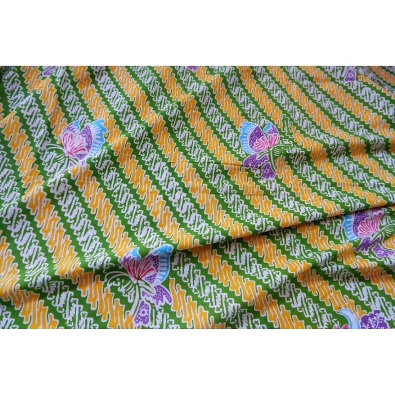 Jual Kain Batik Cap Asli Cap Kombinasi Tulis Tolet Warna Hijau Kuning ...