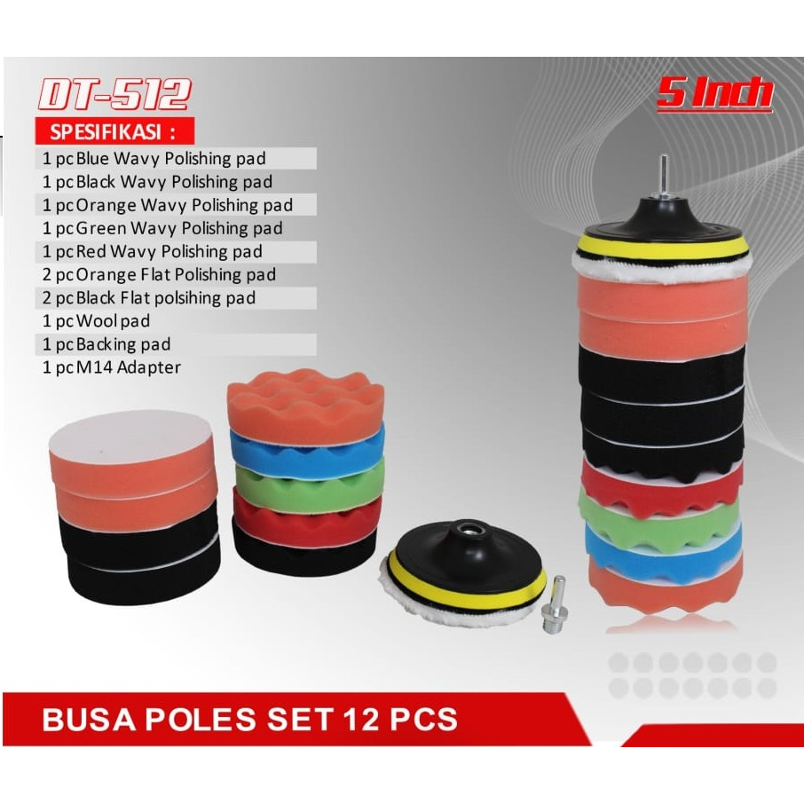 Jual Polishing Set 10 Pcs - Busa Poles Mobil Motor Set Pad - 5 INCH ...