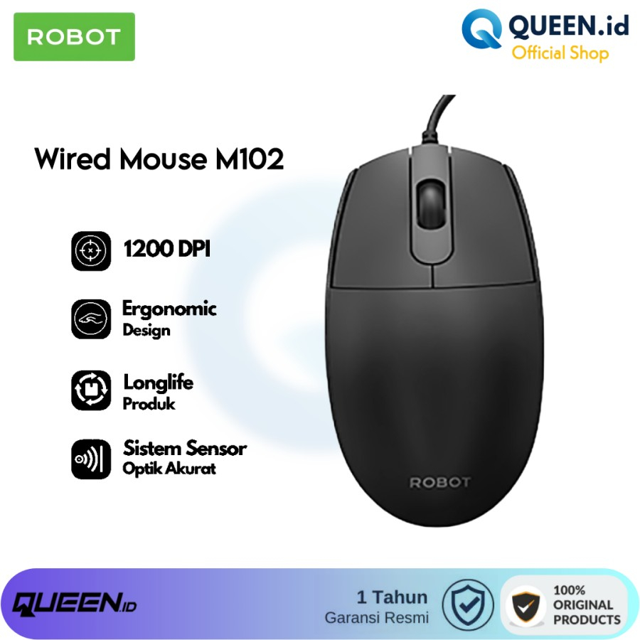 Jual ROBOT M102 Mouse Wired 1200DPI - Mouse Kabel USB Office Home M100 M102 | Shopee Indonesia