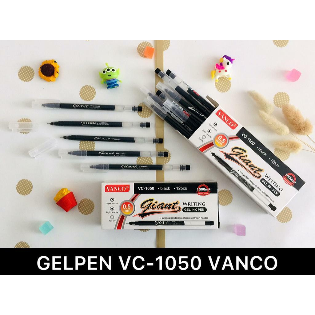 Jual VANCO PULPEN GEL / GEL PEN INK 0.5 MM WARNA HITAM ISI 12 PCS VC-1050 | Shopee Indonesia