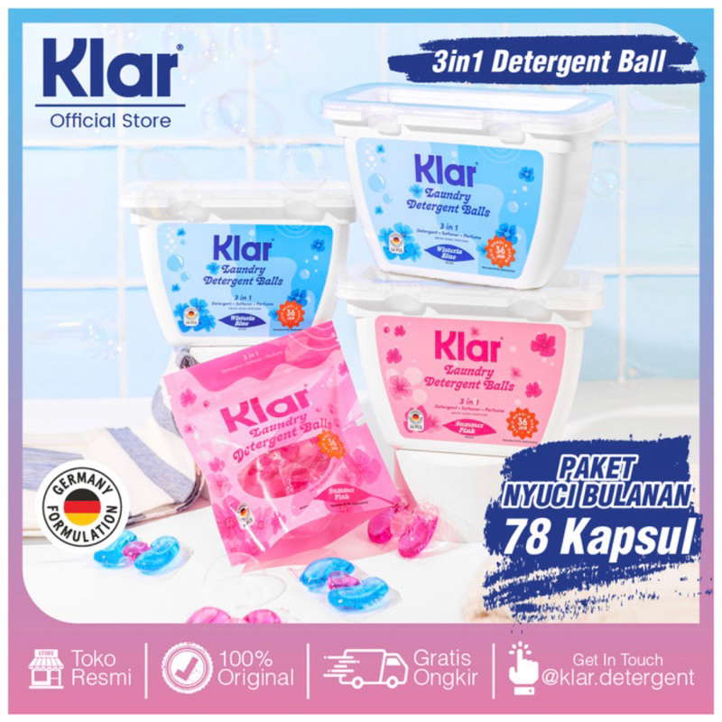 Jual Klar Laundry Detergen Balls 3 in 1 (sachet) - Detergent Instan ...