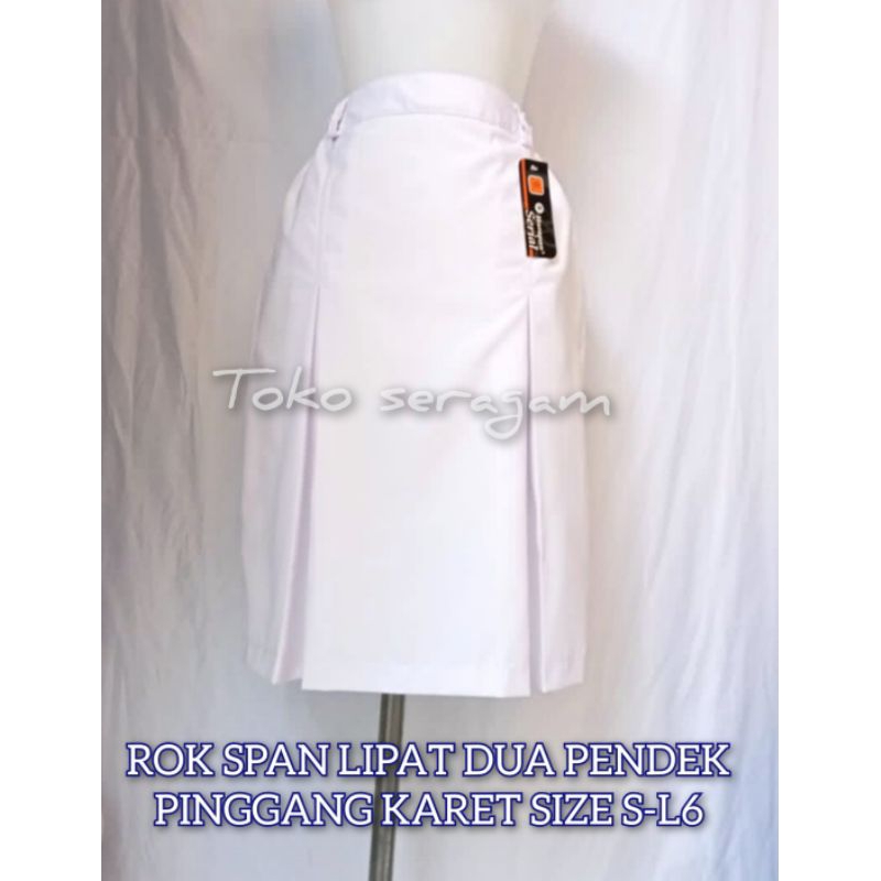 Jual Rok span pendek lipat dua SMP karet putih size S-L6/Rok bawahan seragam sekolah/Rok ...