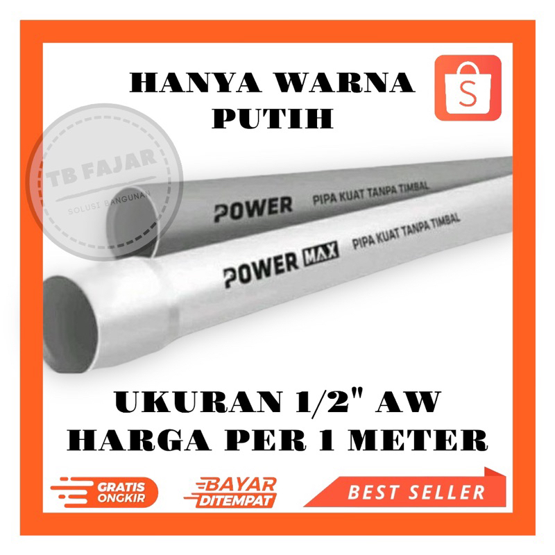 Jual Pipa / Paralon Ukuran 1/2 Dim Power PERMETER | Shopee Indonesia