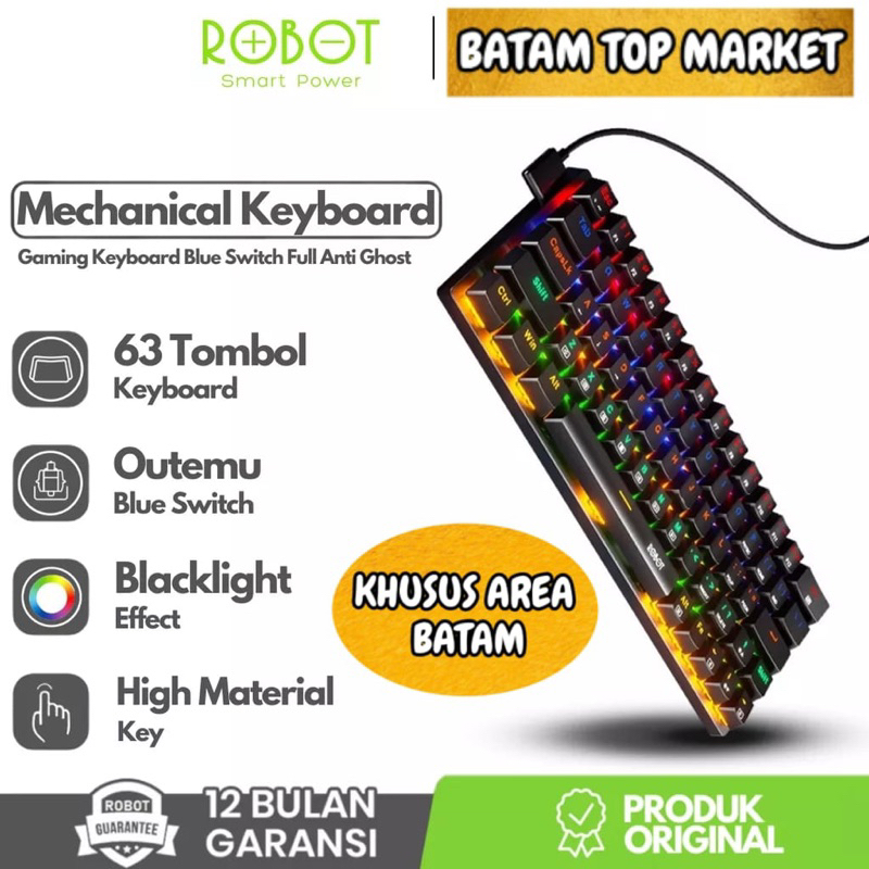 Jual ROBOT KB20 60% WIRWD MECHANICAL KEYBOARD 63 KEYS RAINBOW [ BATAM ...