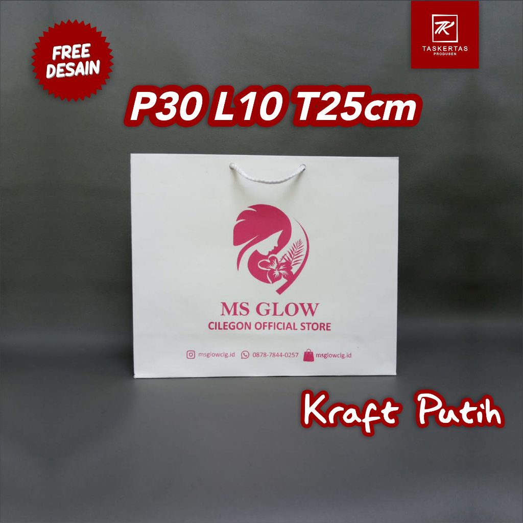 Jual Paperbag Custom Tas Kertas Kraft Free Desain Uk 30x10x25cm ...