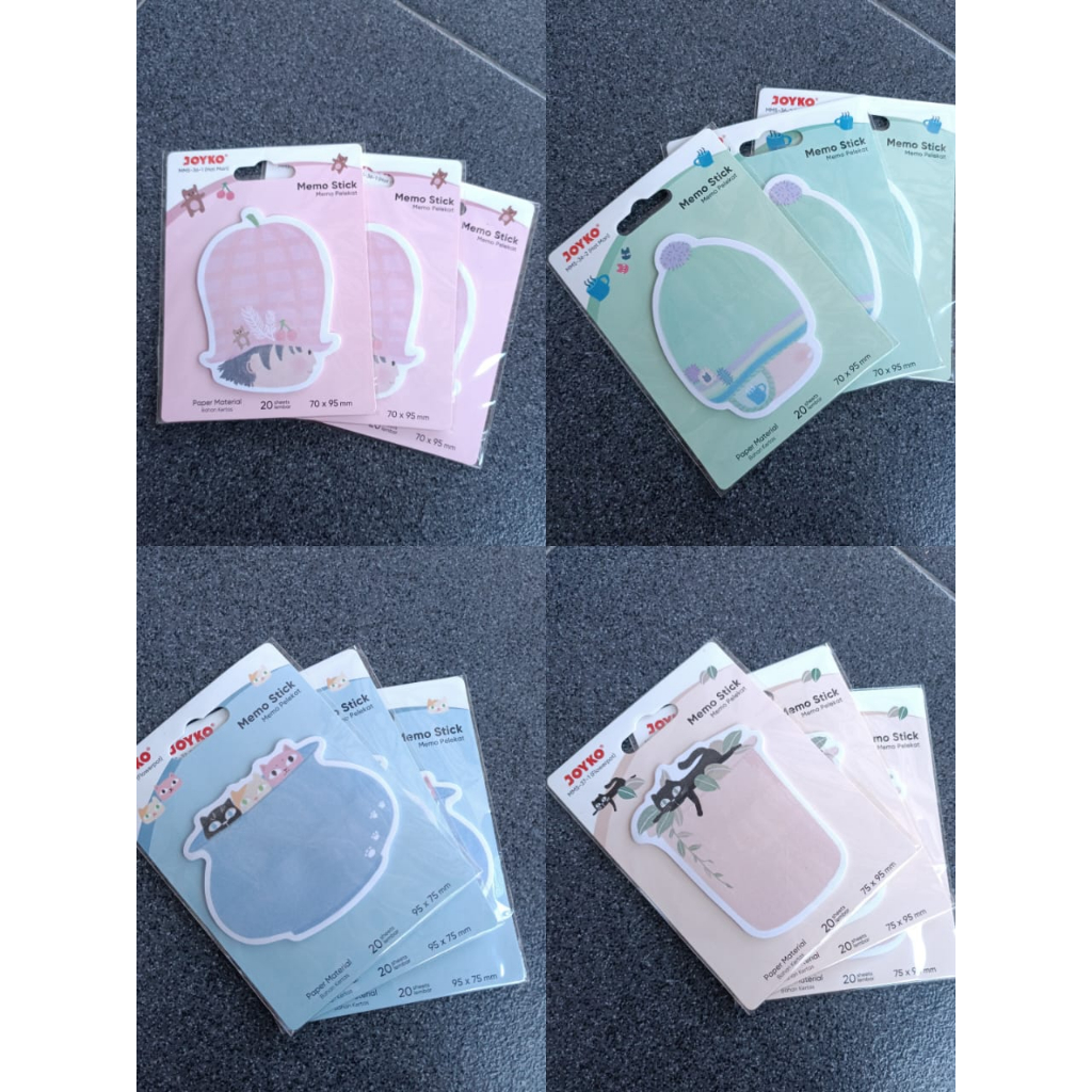 Jual KERTAS TEMPEL MEMO STICKY NOTE BERGAMBAR TOPI KUCING MEREK JOYKO ...